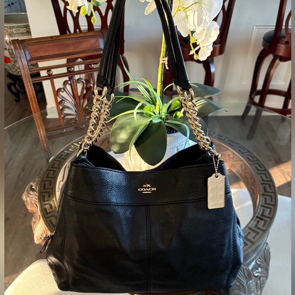 Coach | Bags | Coach Lexy Black Pebbled Leather Shoulder Bag | Poshmark